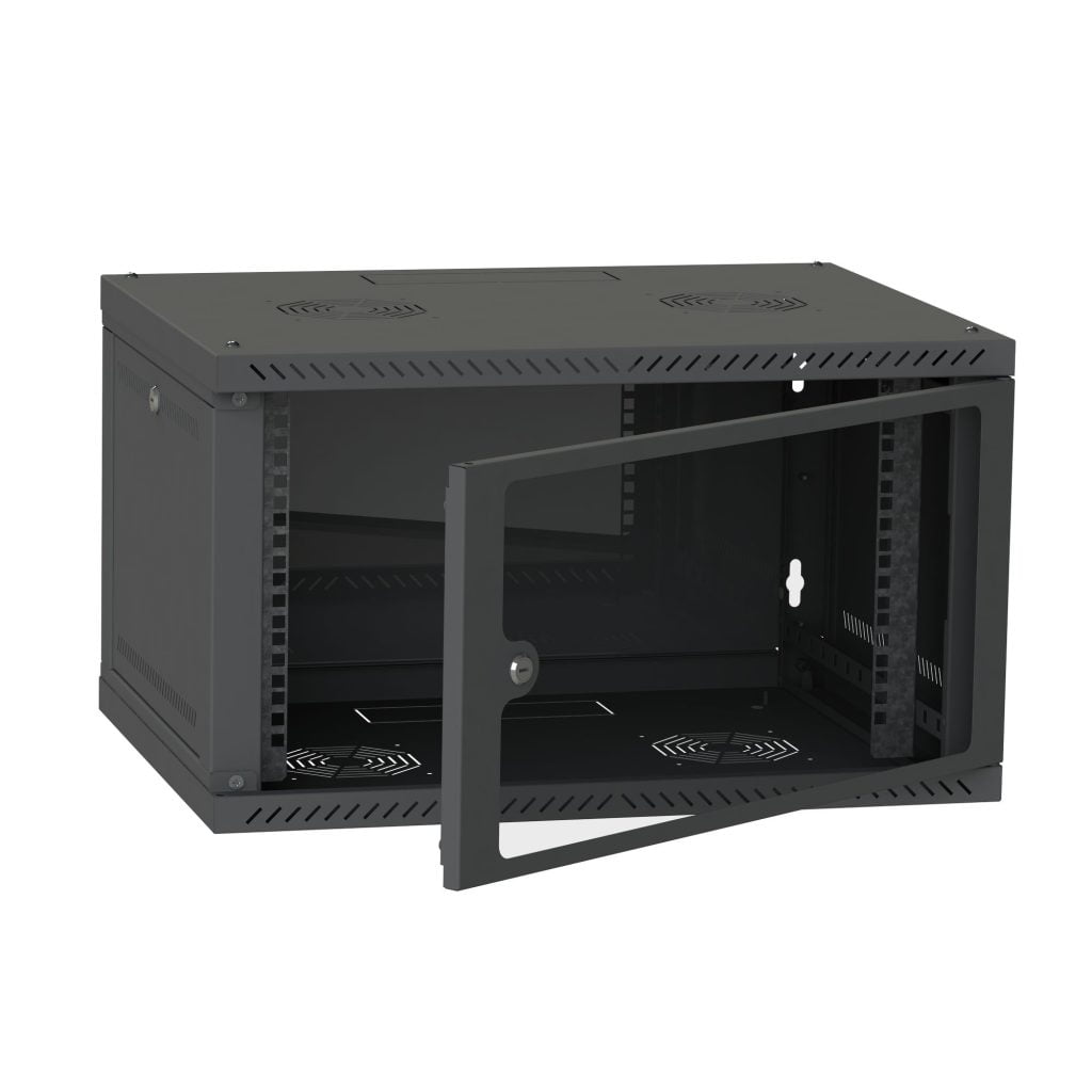 Wall Mount Rack 6U 600 x 600 mm. Glass Door